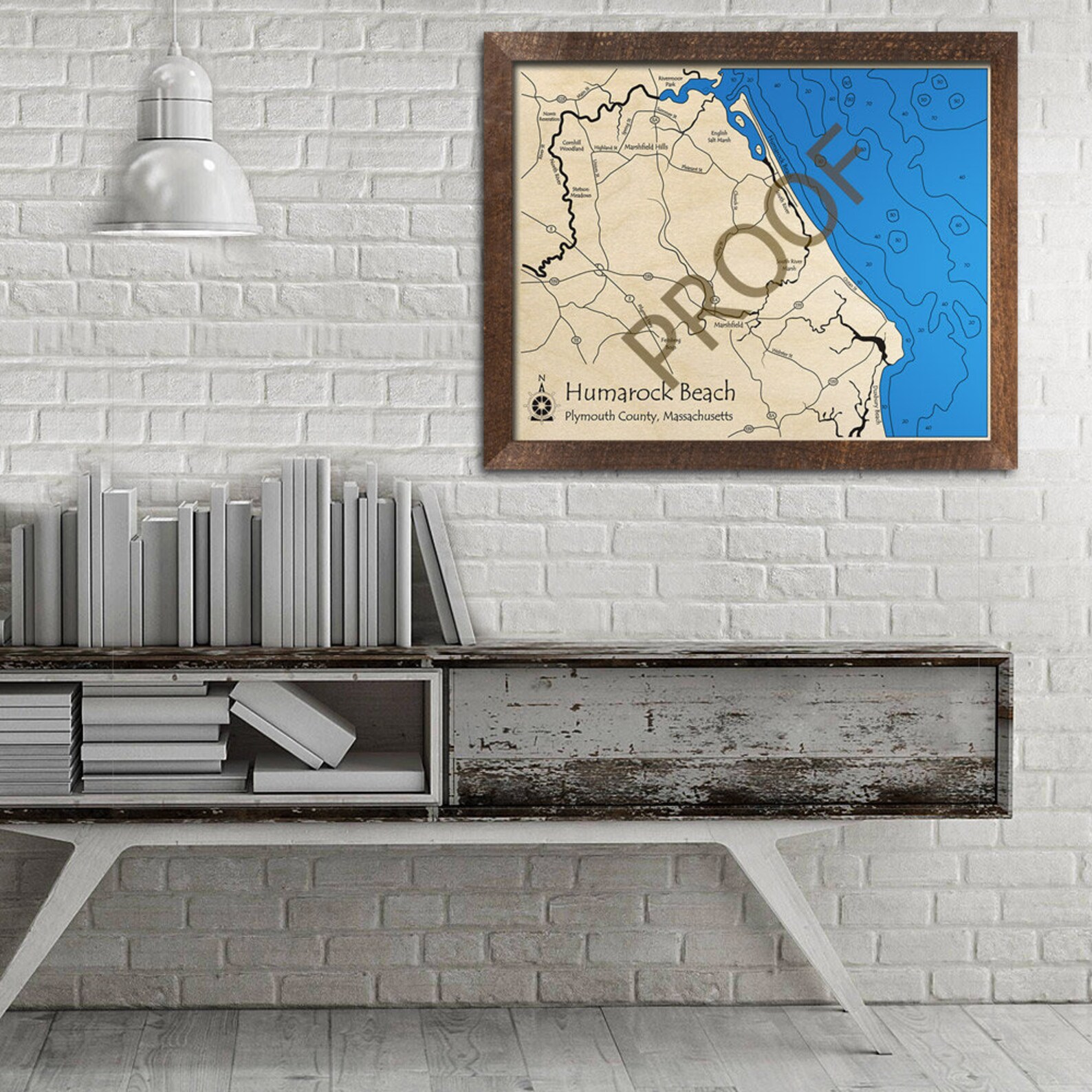 Humarock Beach MA 3D Wood Map Custom Nautical Chart Unique | Etsy