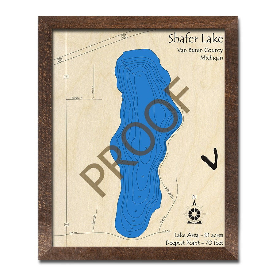 Shafer Lake, MI 3D Wood Carved Map | Custom Nautical Map, Cabin Decor ...