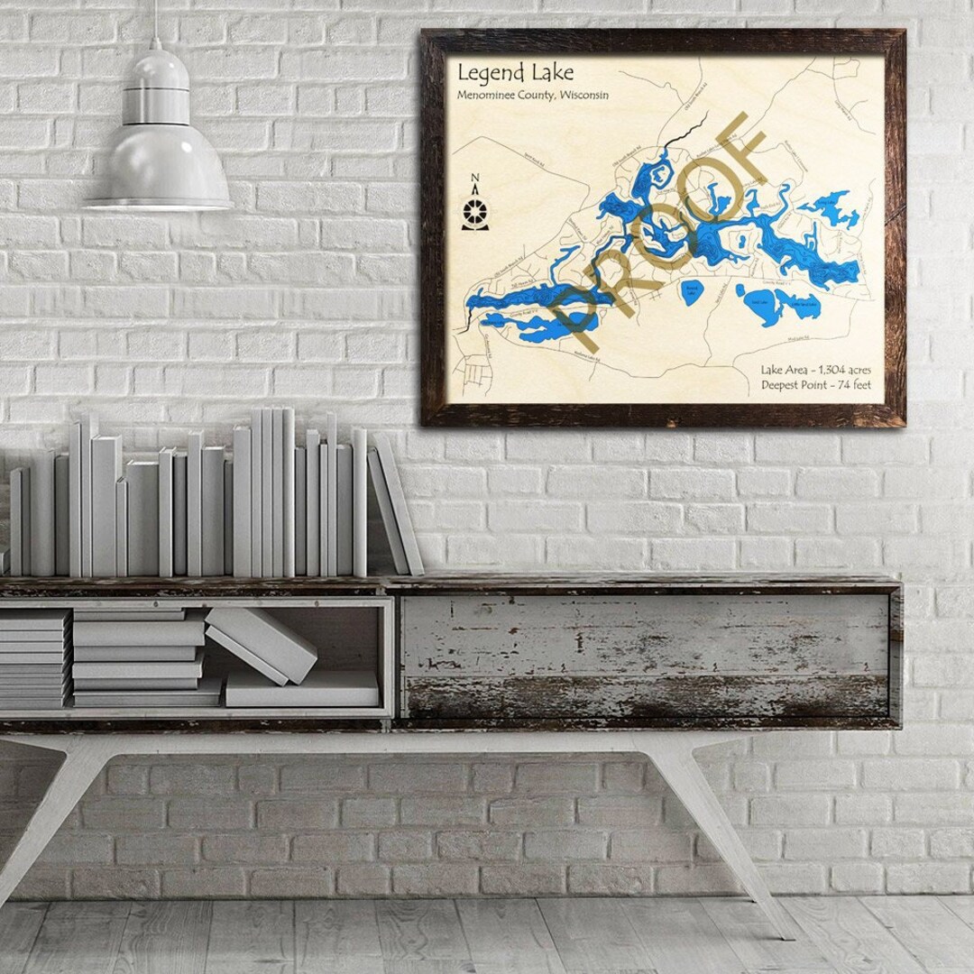 Legend Lake, Wisconsin 3D Wood Map Cabin Decor Lake House Décor ...