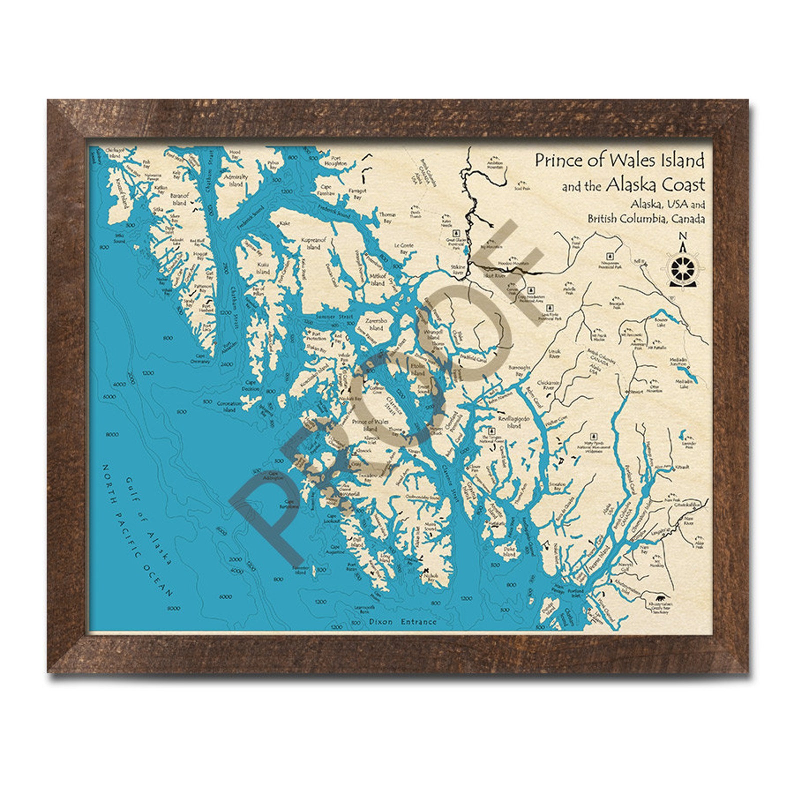 Prince of Wales Island 3D Wood Map | Alaska Coast, British Columbia ...