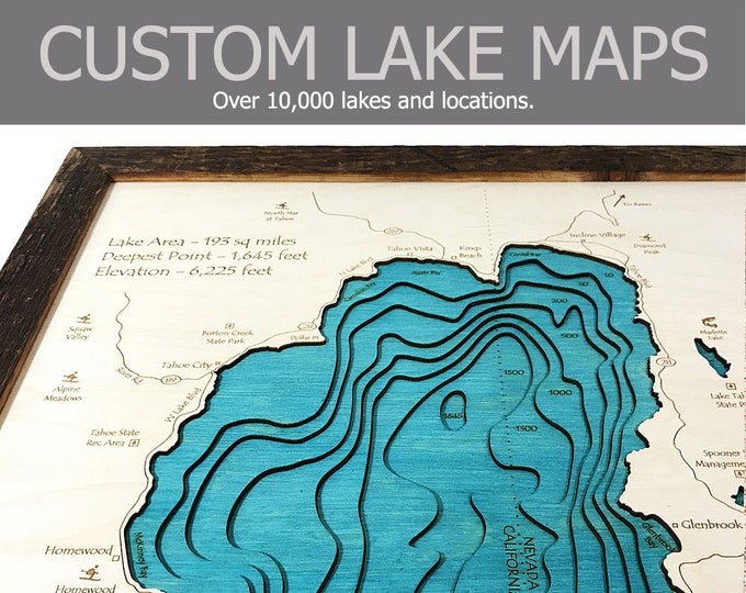 Custom Wood Engraved Lake Map - Etsy