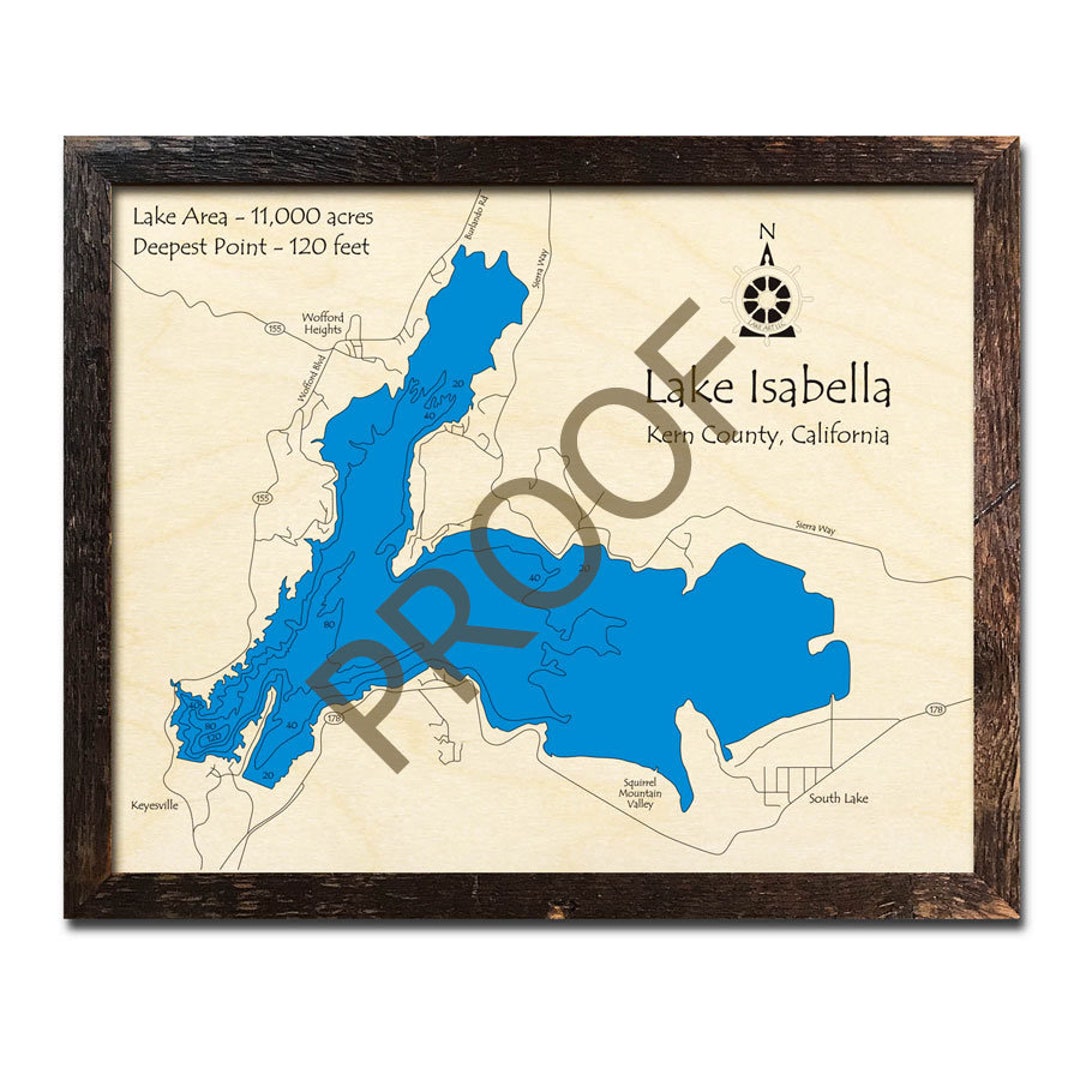3D Lake Isabella Wood Map | Custom Cabin Decor - Lake House Décor ...