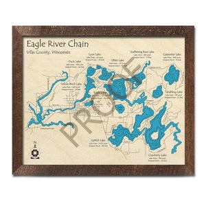 Eagle River Chain Map - 3D Wood Map | Custom Eagle River Chain Nautical ...