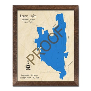 Loon Lake (steuben), NY 3D Wood Map | Custom Nautical Chart, Cabin ...