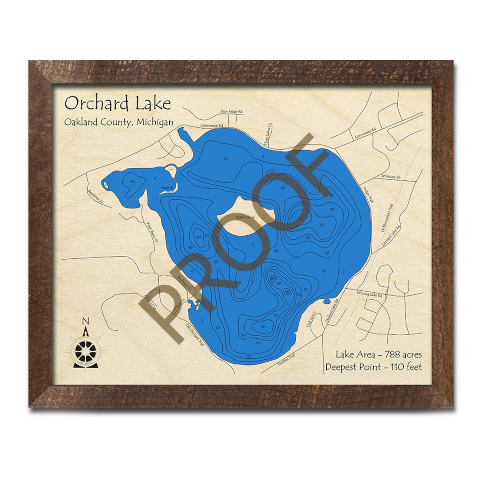 Orchard Lake MI 3D Wood Map Custom Nautical Map Cabin - Etsy UK