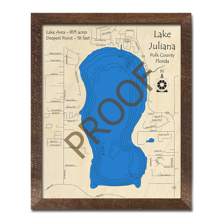 Lake Juliana, FL 3D Map | Custom Nautical Map, Unique Cabin Decor, Lake ...