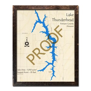 Lake Thunderhead, Missouri 3D Wood Map | Custom Cabin Decor - Lake ...
