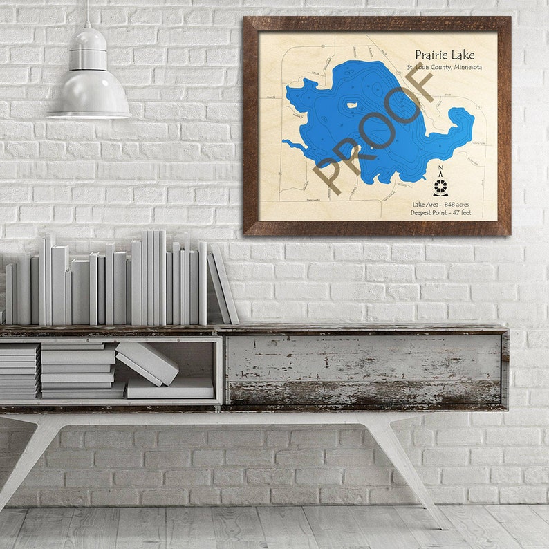 Prairie Lake MN 3D Wood Map Custom Nautical Map Cabin - Etsy
