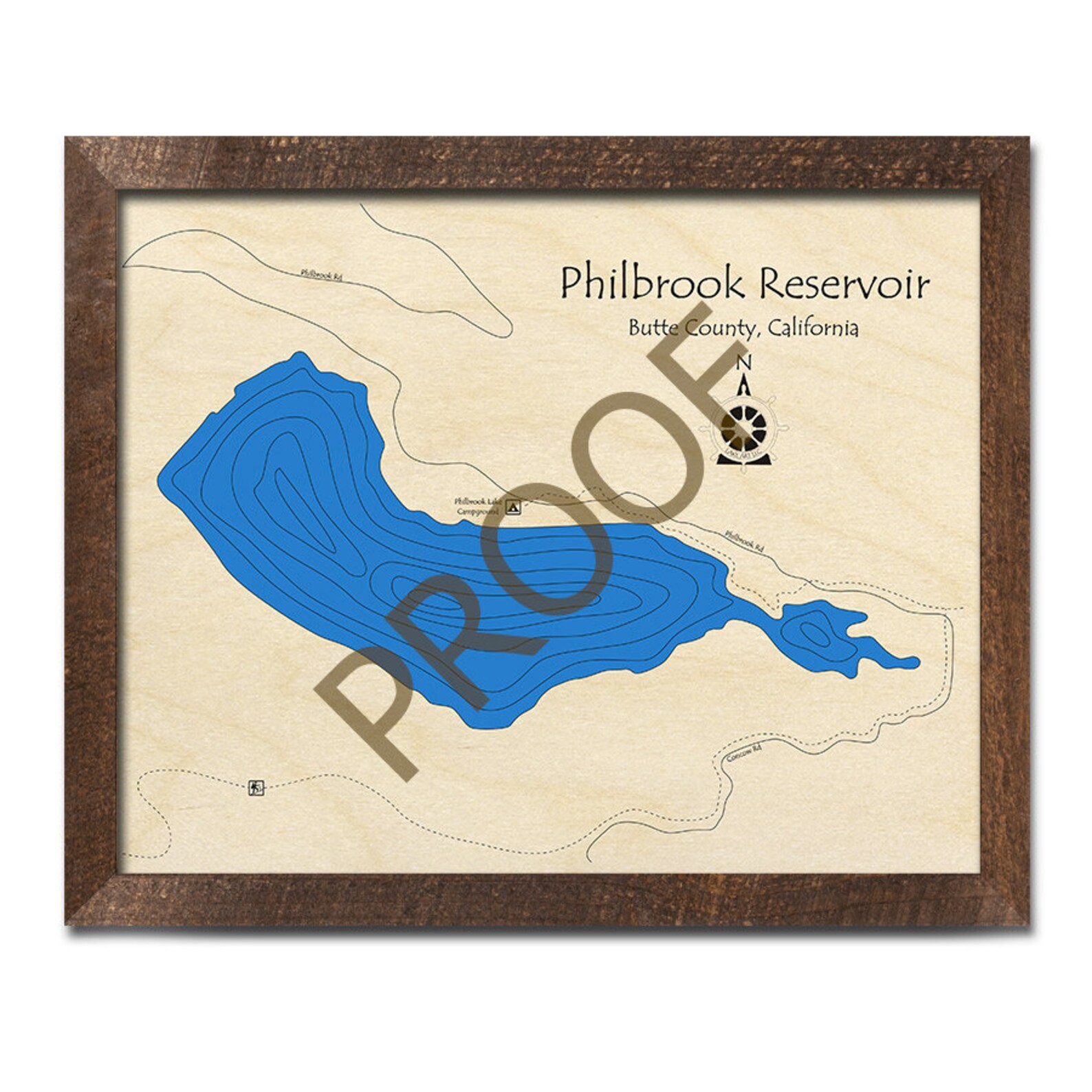 Philbrook Reservoir CA 3D Wood Map 3D Depth Map Cabin | Etsy