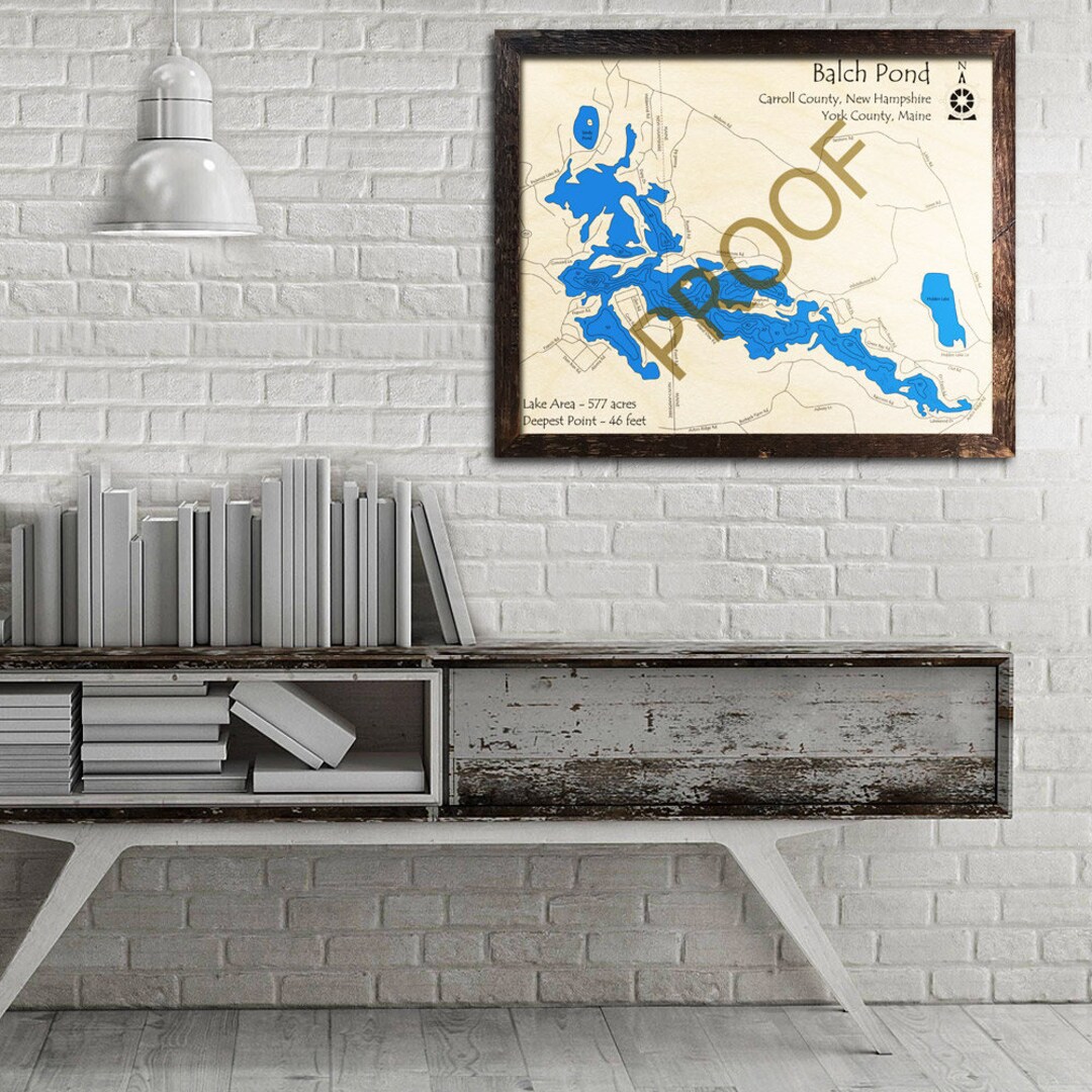 Balch Pond, New Hampshire - Maine 3D Wood Map | Lake House -cabin Decor ...