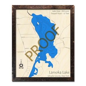 Lamoka Lake, New York 3D Wood Map | Cabin Decor - Lake House Décor ...