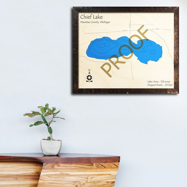 Chief Lake, MI 3D Wood Map | Custom Cabin Decor - Lake House Décor ...