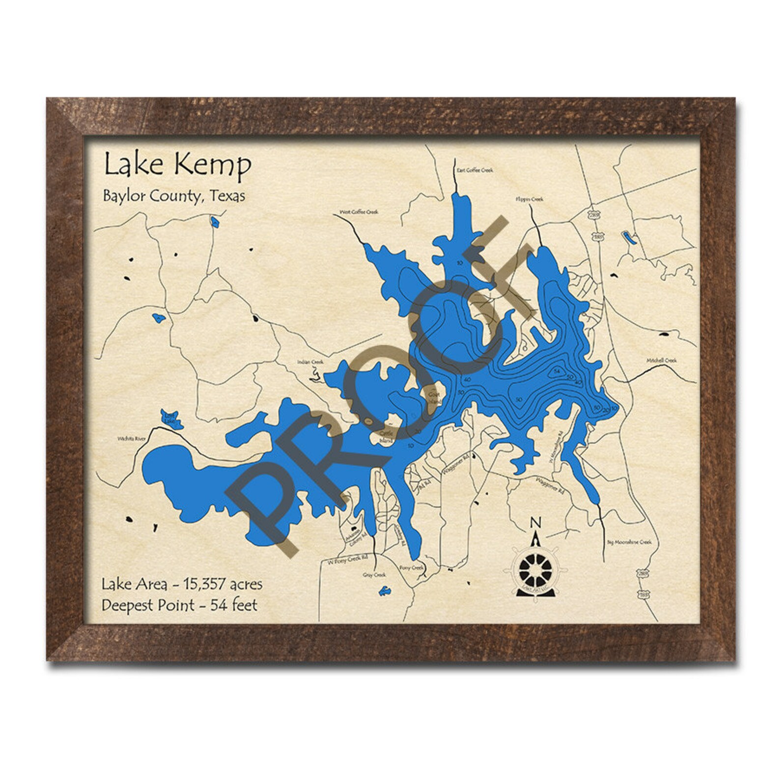 Lake Kemp Texas 3D Wood Map Custom Nautical Map Cabin - Etsy