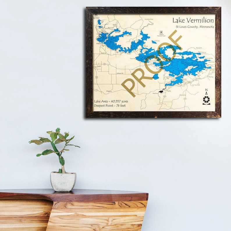 3D Lake Vermilion Map Nautical Map Art Lake House Décor - Etsy