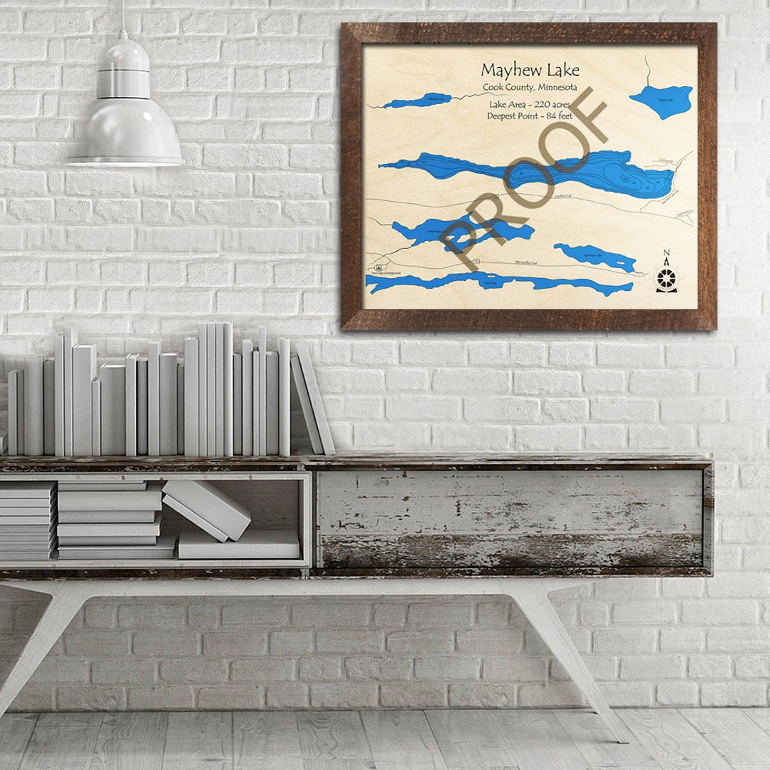 Mayhew Lake, MN 3D Wood Map | Custom Nautical Map, Cabin Decor, Lake ...