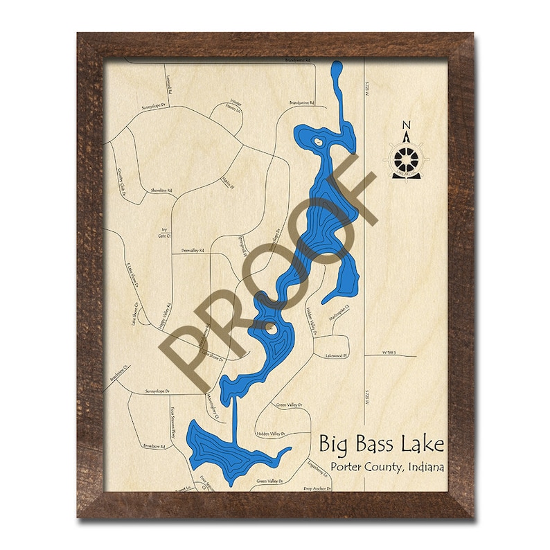 Big Bass Lake Indiana 3D Wood Map Custom Nautical Map - Etsy