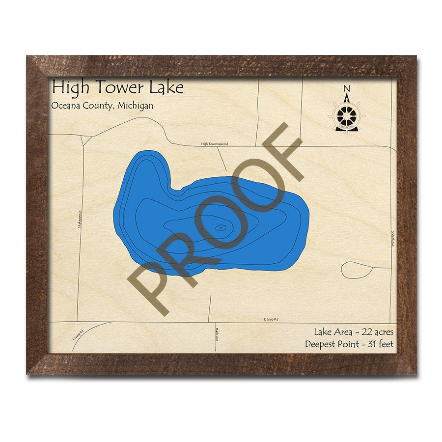 High Tower Lake MI 3D Wood Map Custom Nautical Map Cabin | Etsy