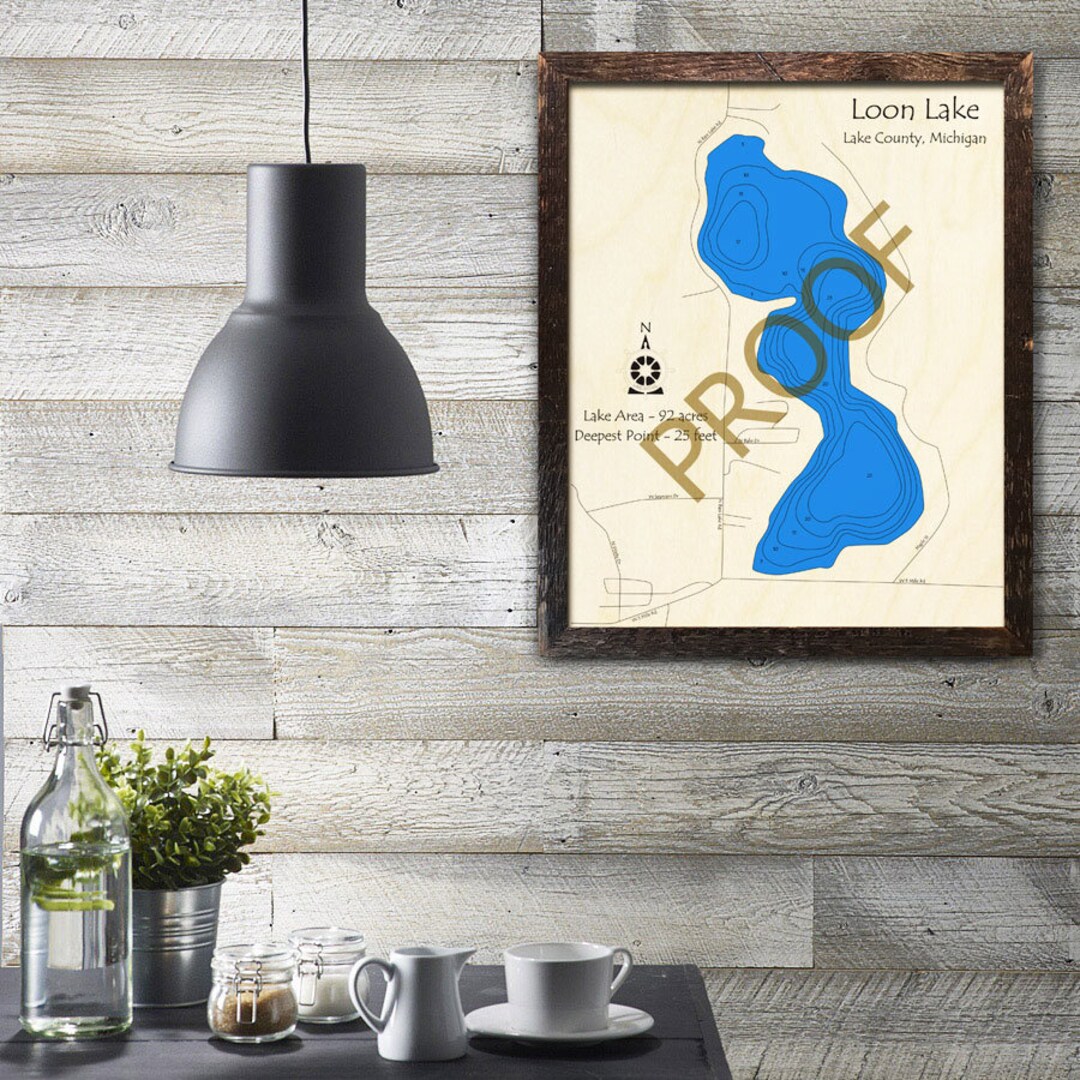 Loon Lake, MI 3D Wood Map | Custom Cabin Decor - Lake House Décor ...