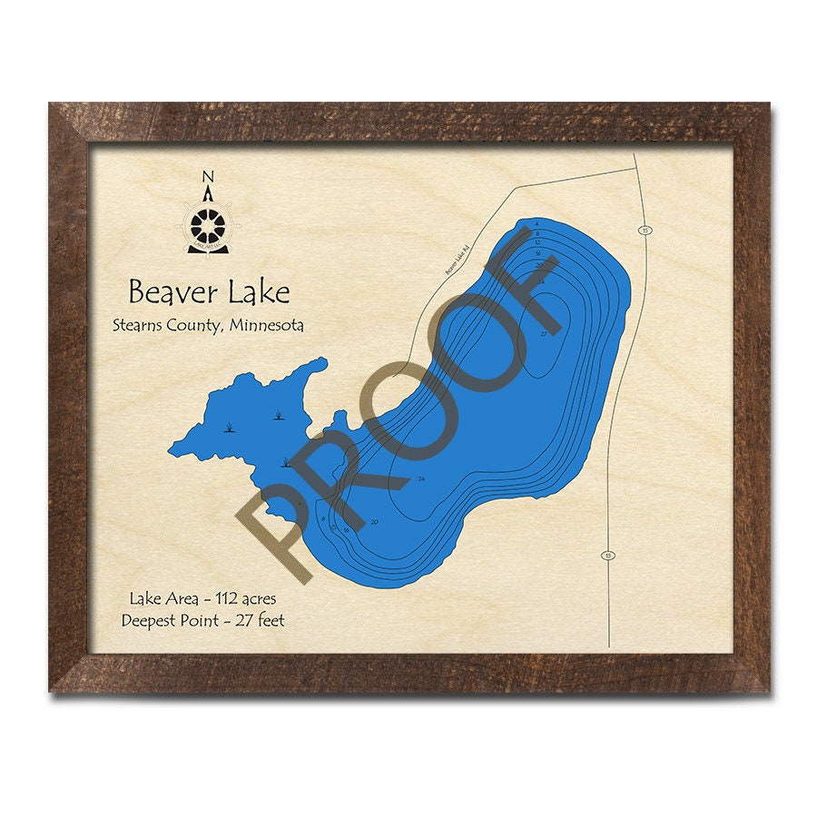 Beaver Lake MN 3D Wood Map Custom Nautical Map Cabin | Etsy
