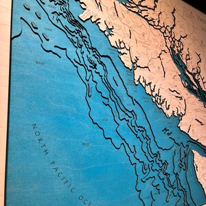 Vancouver Island Wood Map Salish Sea, British Columbia, Washington ...
