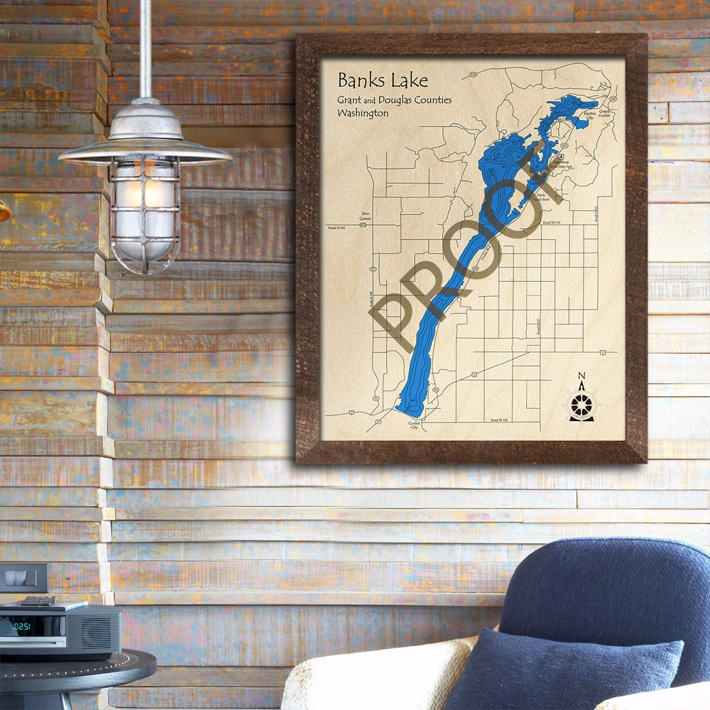 Banks Lake WA 3D Wood Map 3D Depth Map Cabin Decor Lake - Etsy.de