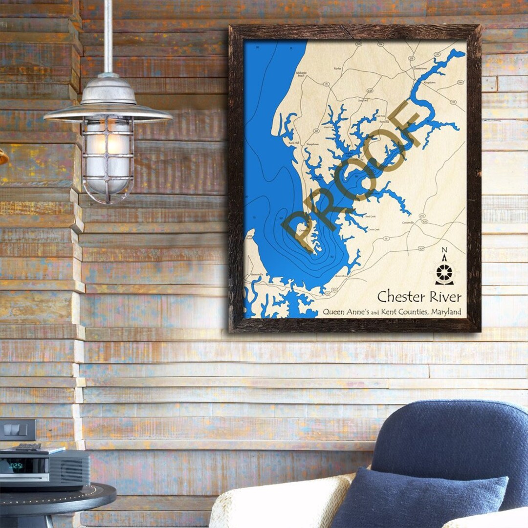 Chester River - Chesapeake Bay, Maryland and 3D Wood Map | Beach House ...