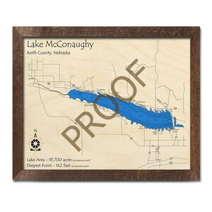 Lake Mcconaughy, NE 3D Wood Map | 3D Depth Map, Cabin Decor, Lake House ...