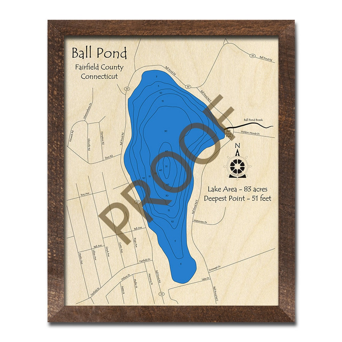 Ball Pond, CT 3D Wood Map | Custom Nautical Map, Unique Cabin Decor ...
