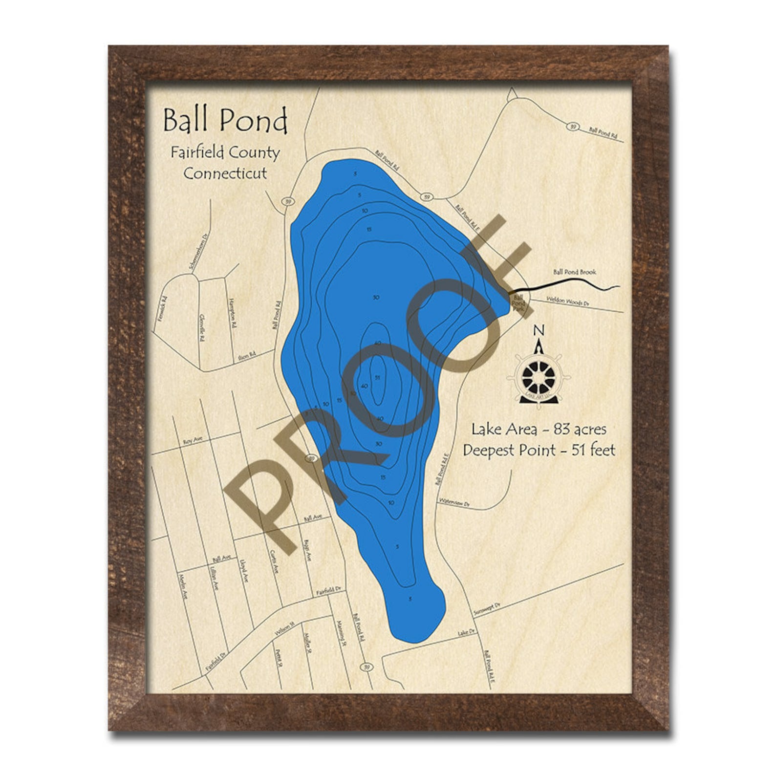 Ball Pond, CT 3D Wood Map | Custom Nautical Map, Unique Cabin Decor ...