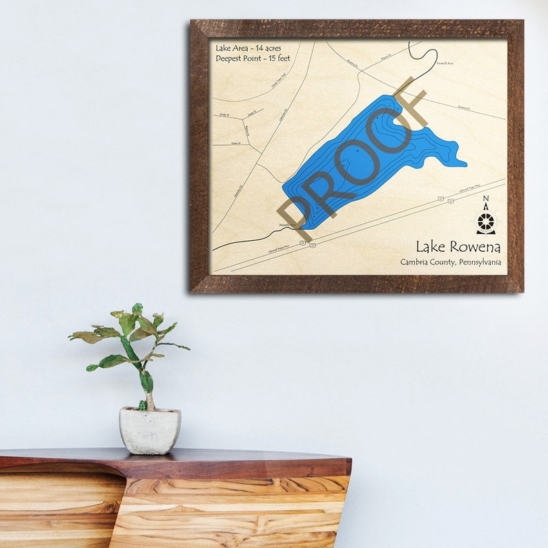 Lake Rowena PA 3D Wood Map Custom Nautical Map Cabin - Etsy
