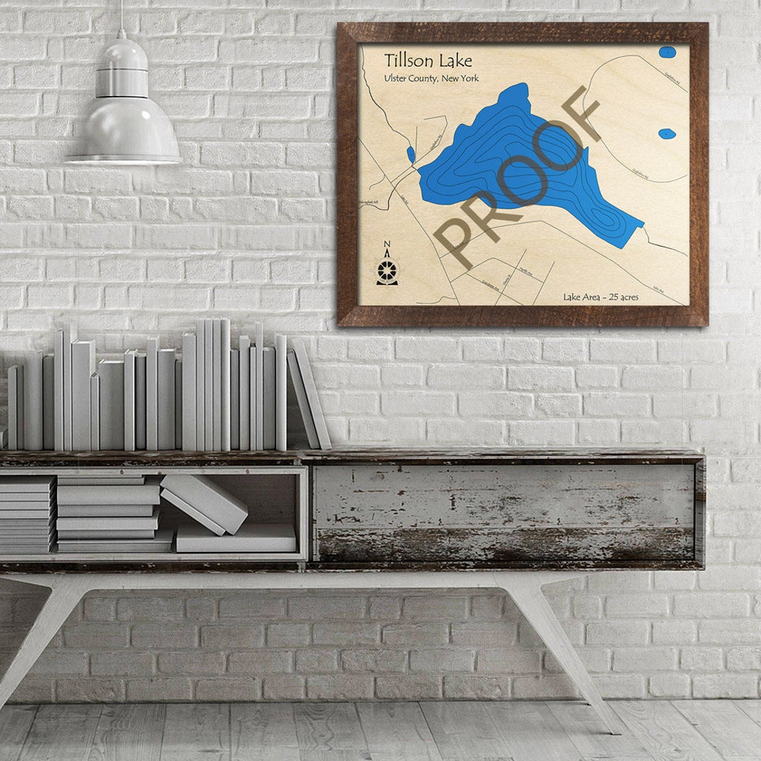 Tillson Lake, NY 3D Wood Map | Custom Nautical Chart, Cabin Decor, Lake ...