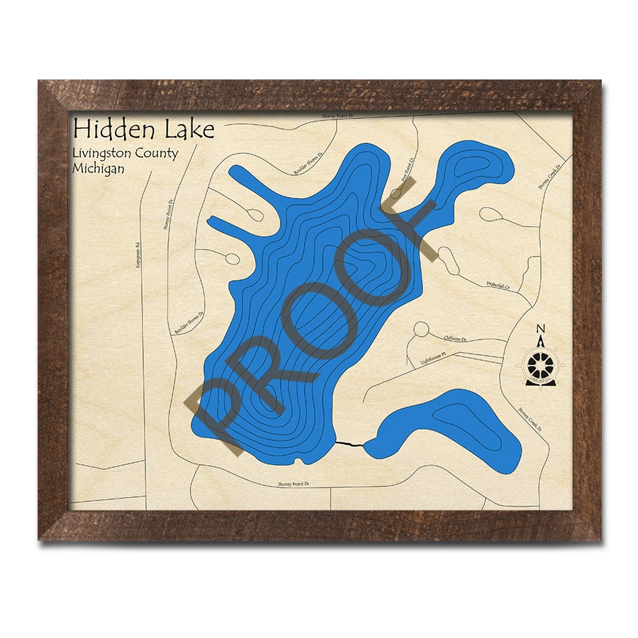 Hidden Lake MI 3D Wood Map Custom Nautical Map Cabin | Etsy