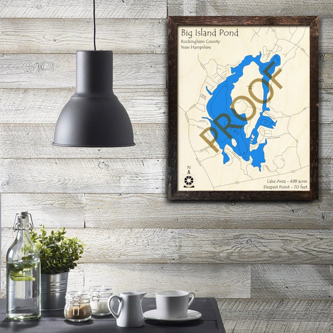 Big Island Pond, NH 3D Wood Map | Custom Cabin Decor - Lake House Décor ...