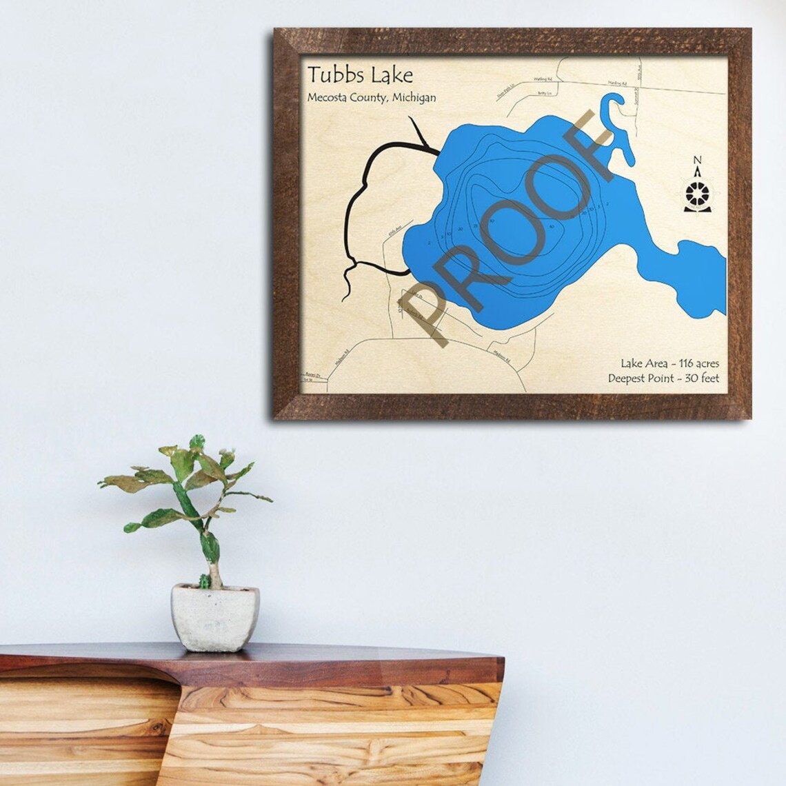 Tubbs Lake, MI 3D Wood Carved Map | Custom Nautical Map, Cabin Decor ...