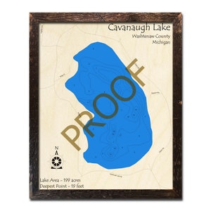 Cavanaugh Lake, MI 3D Wood Map | Custom Cabin Decor - Lake House Décor ...