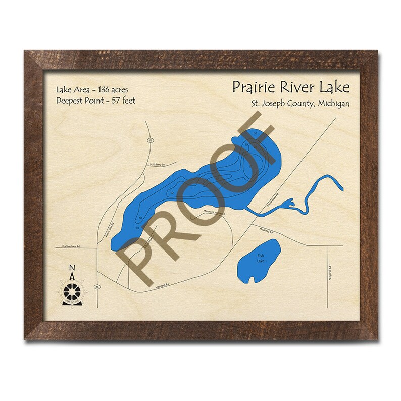 Prairie River Lake MI 3D Wood Carved Map Custom Nautical | Etsy