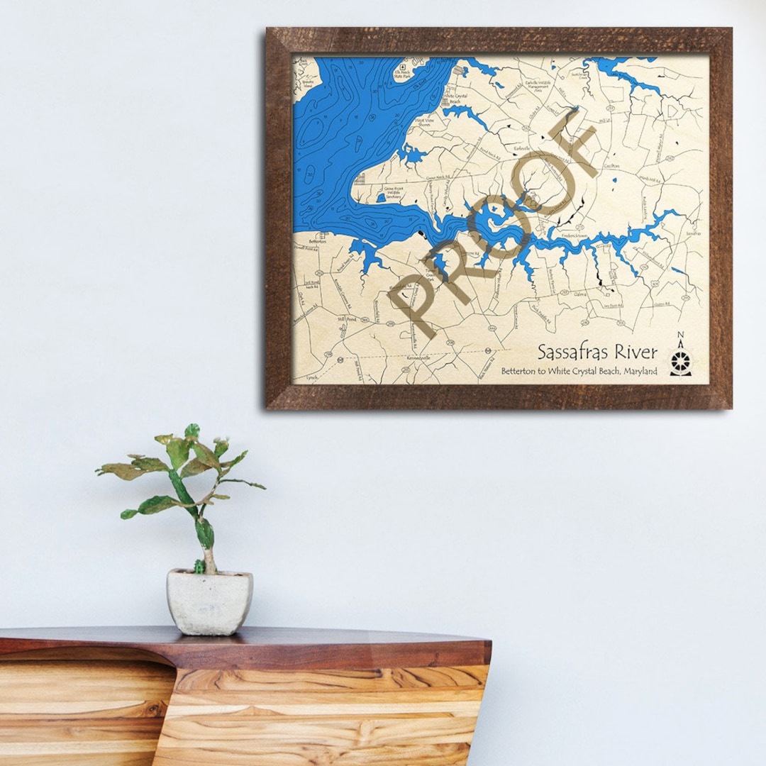 Sassafras River - Chesapeake Bay MD 3D Map | Custom Wood Map, Cabin ...