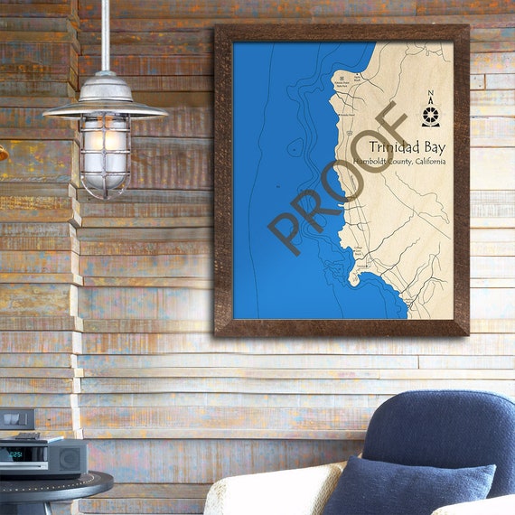 3D Trinidad Bay CA Map 3D Depth Map Cabin Decor Lake House - Etsy