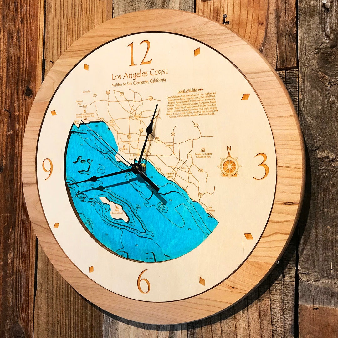 Los Angeles CA Map 3D Layered Wood Clock Custom & - Etsy