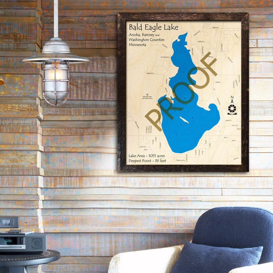 Bald Eagle Lake, Minnesota 3D Wood Map | Lake House -cabin Decor ...