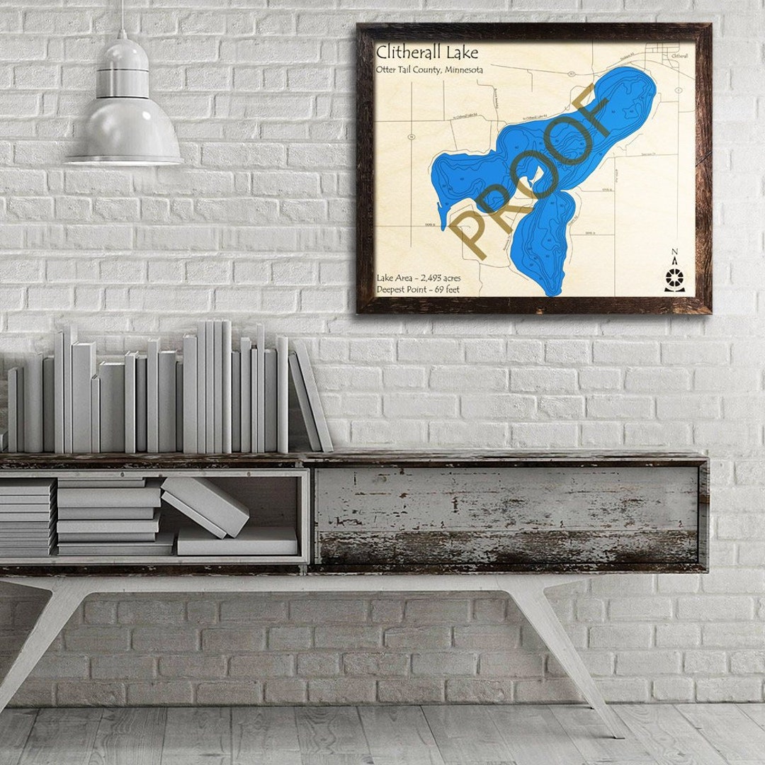 Clitherall Lake, MN 3D Wood Map | Custom Cabin Decor - Lake House Décor ...