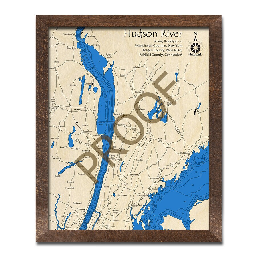 Hudson River NY 3D Wood Map Custom Nautical Chart Cabin | Etsy