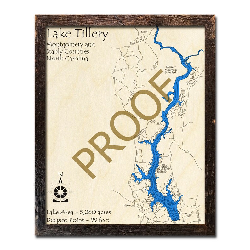 Lake Tillery North Carolina 3D Wood Map Cabin Decor Lake - Etsy