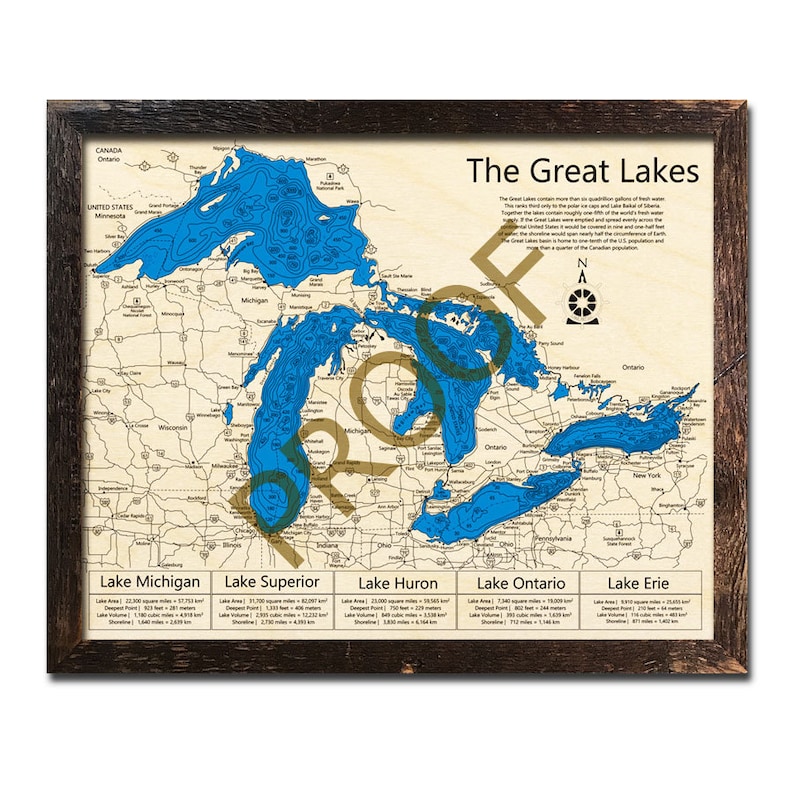 3D Great Lakes Nautical Wood Map Lake House Décor Cabin - Etsy