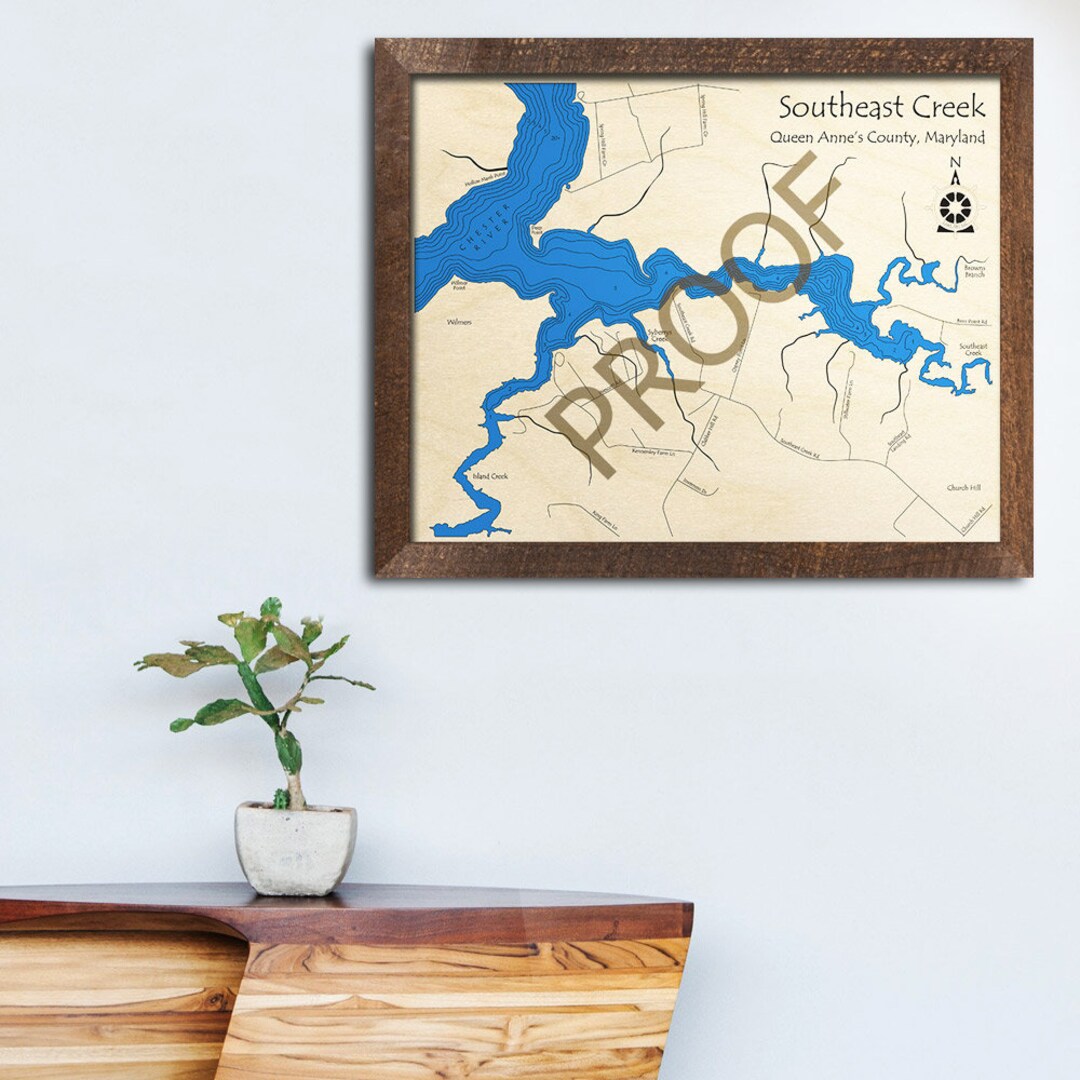 Southeast Creek - Chester River MD 3D Map | Custom Wood Map, Cabin ...