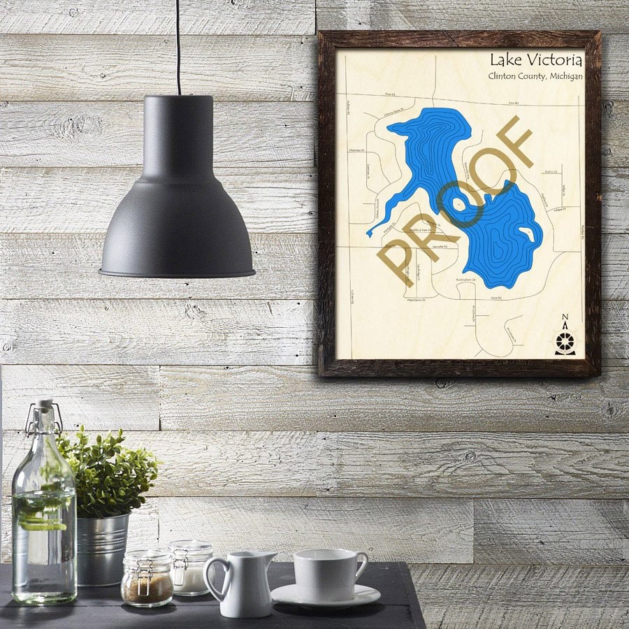 Lake Victoria, MI 3D Wood Map | Custom Cabin Decor - Lake House Décor ...