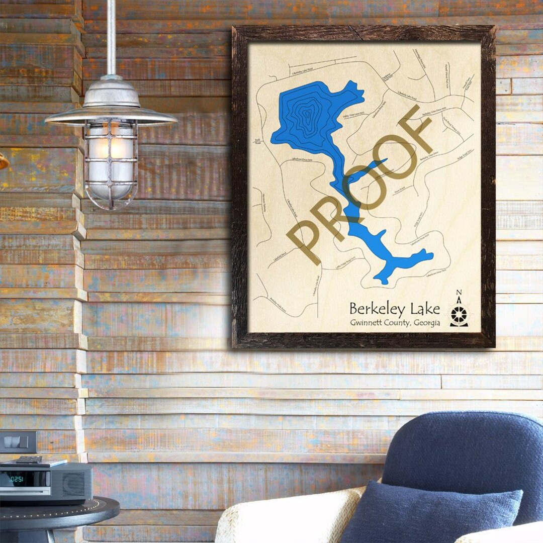Berkeley Lake, Georgia 3D Wood Map | Cabin Decor - Lake House Décor ...