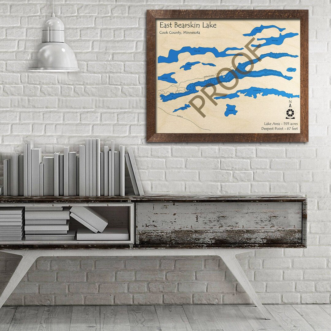 East Bearskin Lake, MN 3D Wood Map | Custom Nautical Map, Cabin Decor ...