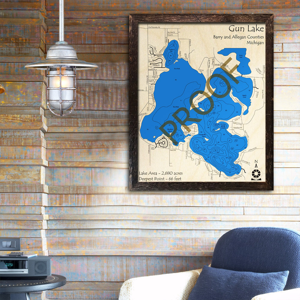 Gun Lake Michigan 3D Wood Map Lake House cabin Decor | Etsy