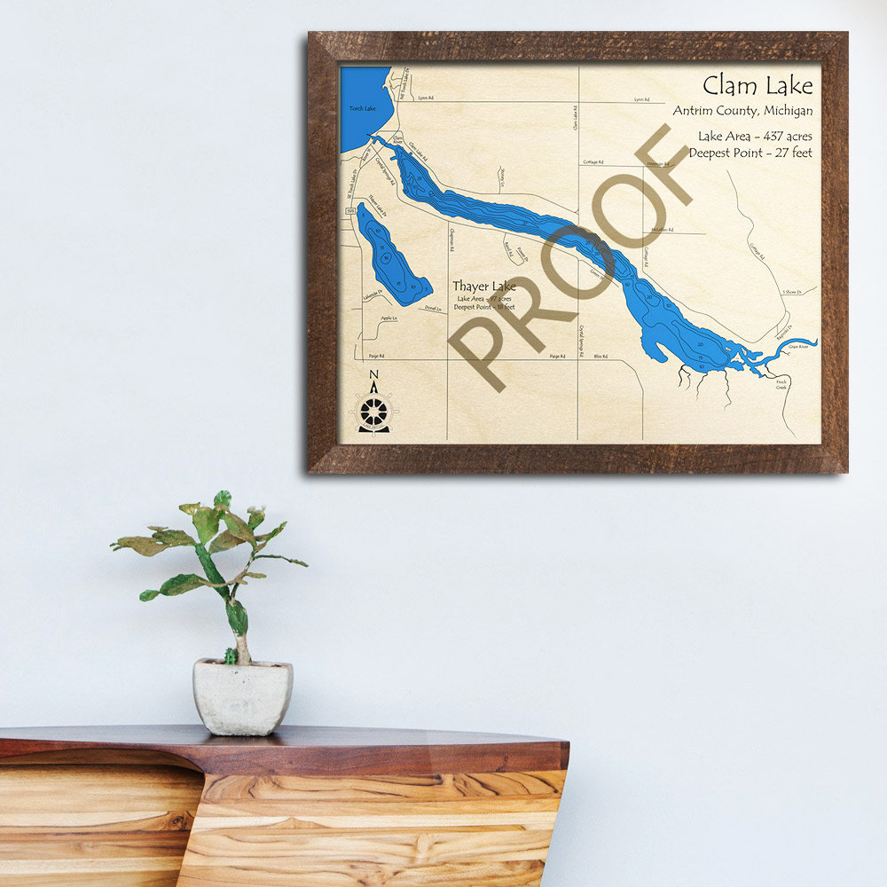 Clam Lake MI 3D Wood Map Custom Nautical Map Cabin Decor | Etsy